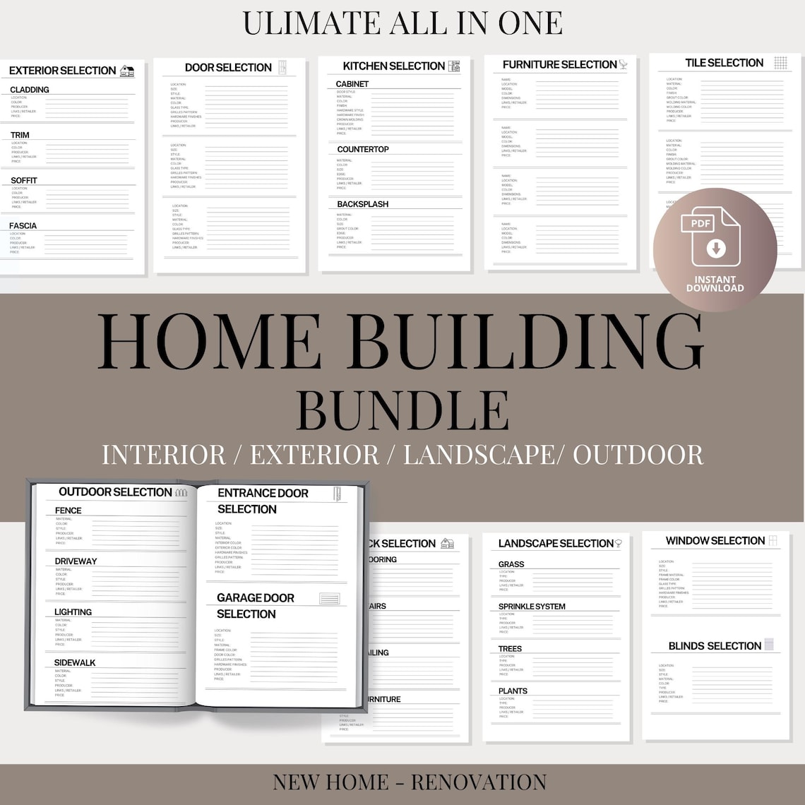 New Construction Bundle, Builders Checklist, New Home Building ...