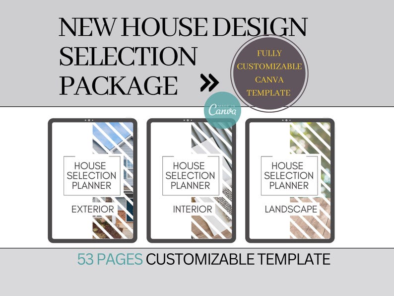 New Home Design Planner: 53-page Selection Guide (canva Template) - Etsy