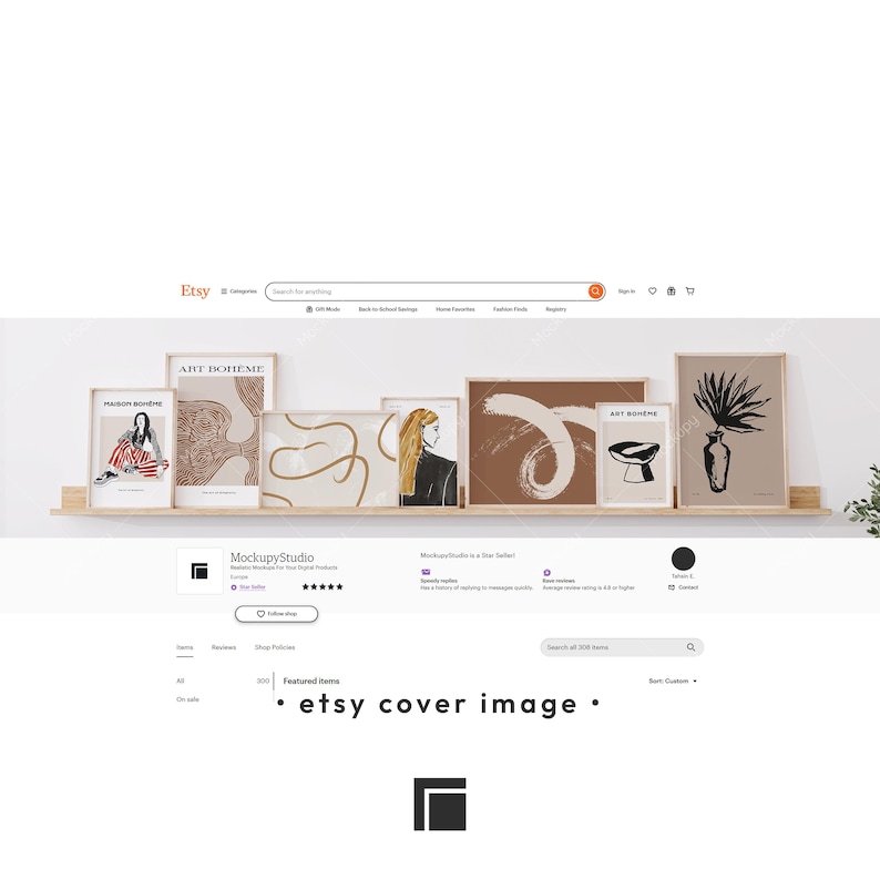 Etsy Shop Banner Mockup: Wooden Frames, Store Cover Image (PSD, JPG ...