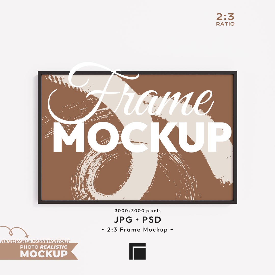 2:3 Frame Mockup, 2x3 Ratio Mockup, 2x3 Black Frame Template, 2x3 ...