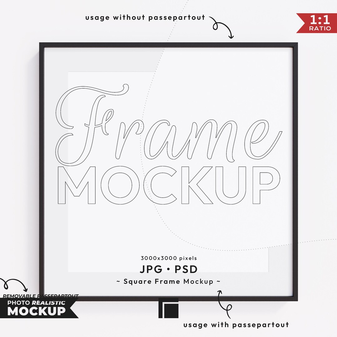Square Frame Mockup, Square Poster Mockup, Modern Digital Mockup ...
