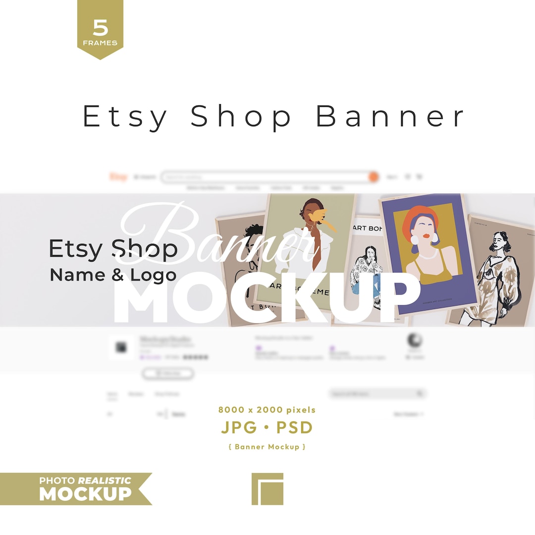 Modelo de banner de loja Etsy: molduras de madeira, imagem de capa da ...