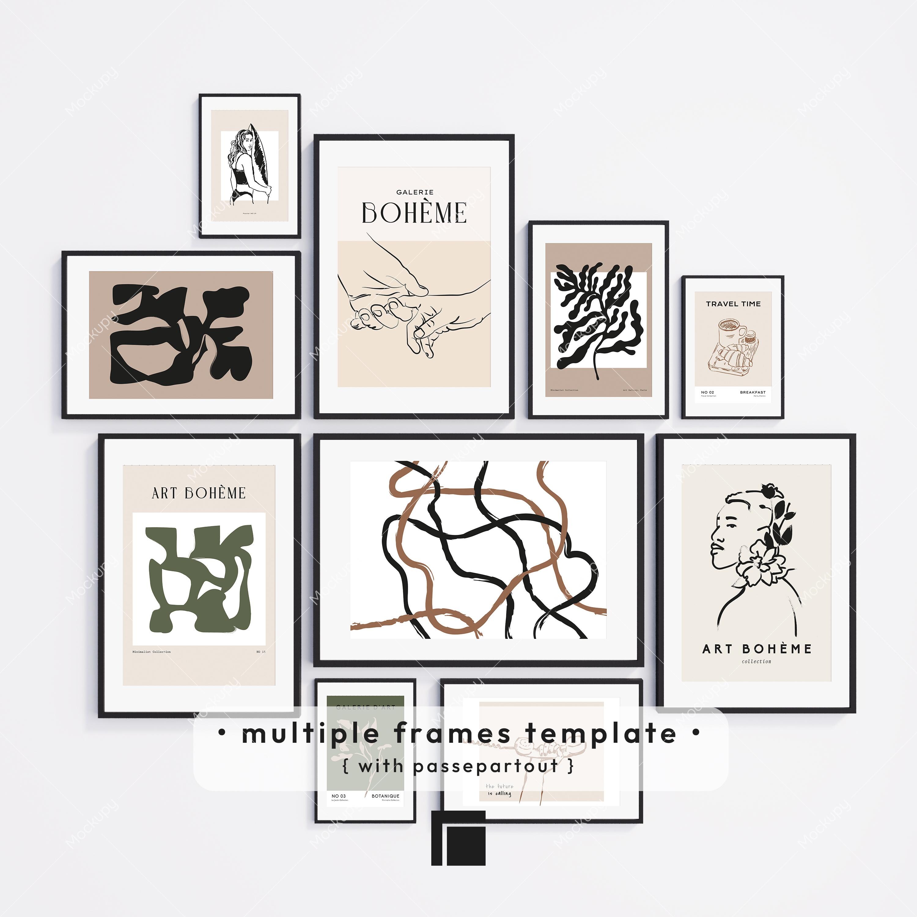 10 Frames Mockup: Gallery Wall Template, Vertical & Horizontal (JPG ...