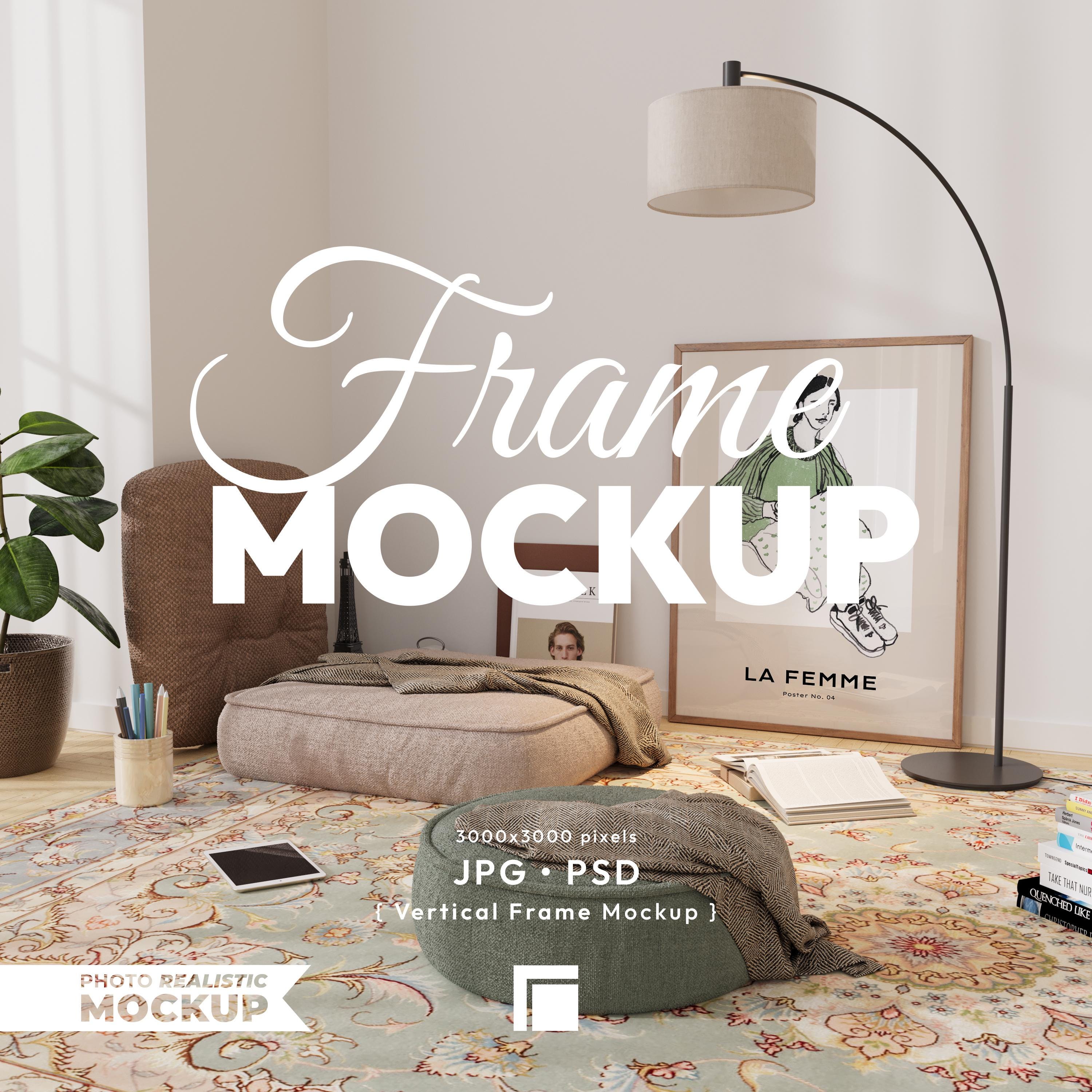 Vertical Frame Mockup: Wooden Print Poster Template (JPG, PSD) - Etsy