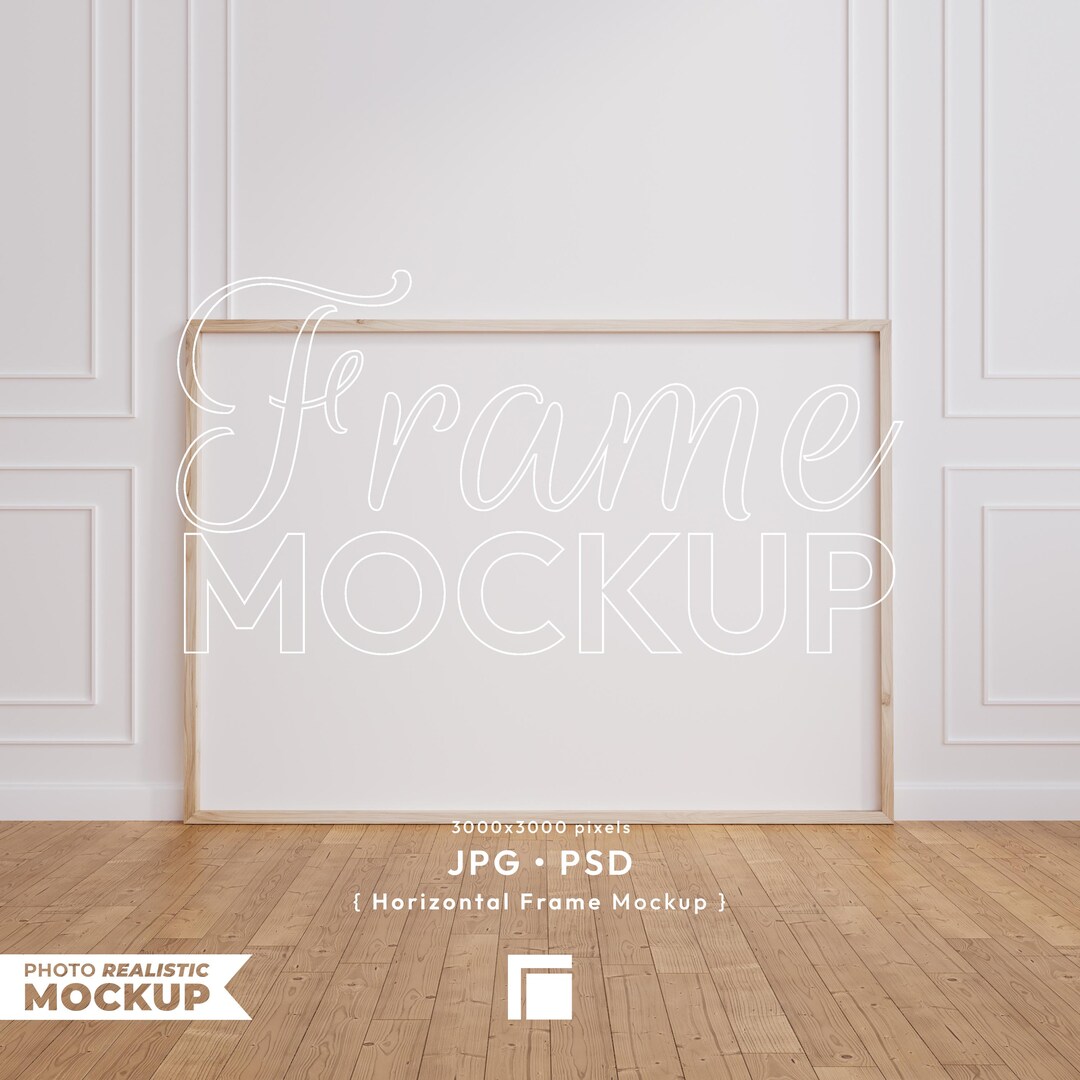 Horizontal Mockup, Wooden Frame Mockup, Horizontal Print Poster DIN A ...