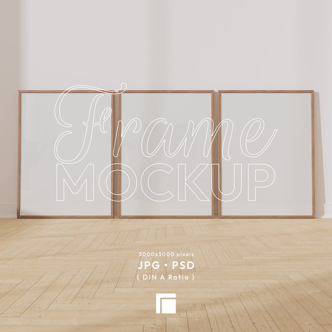 3 Frames Mockup | Modern Wood Mockup | Vertical Mockup | Wooden Mockup ...