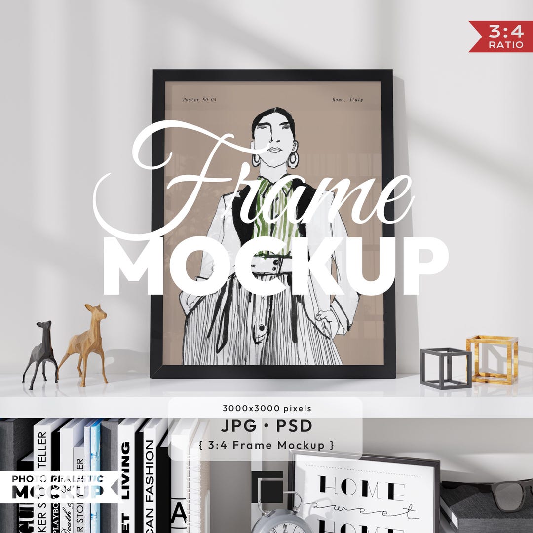 3:4 Frame Mockup, 3x4 Ratio Print Poster Template (psd Files) - Etsy