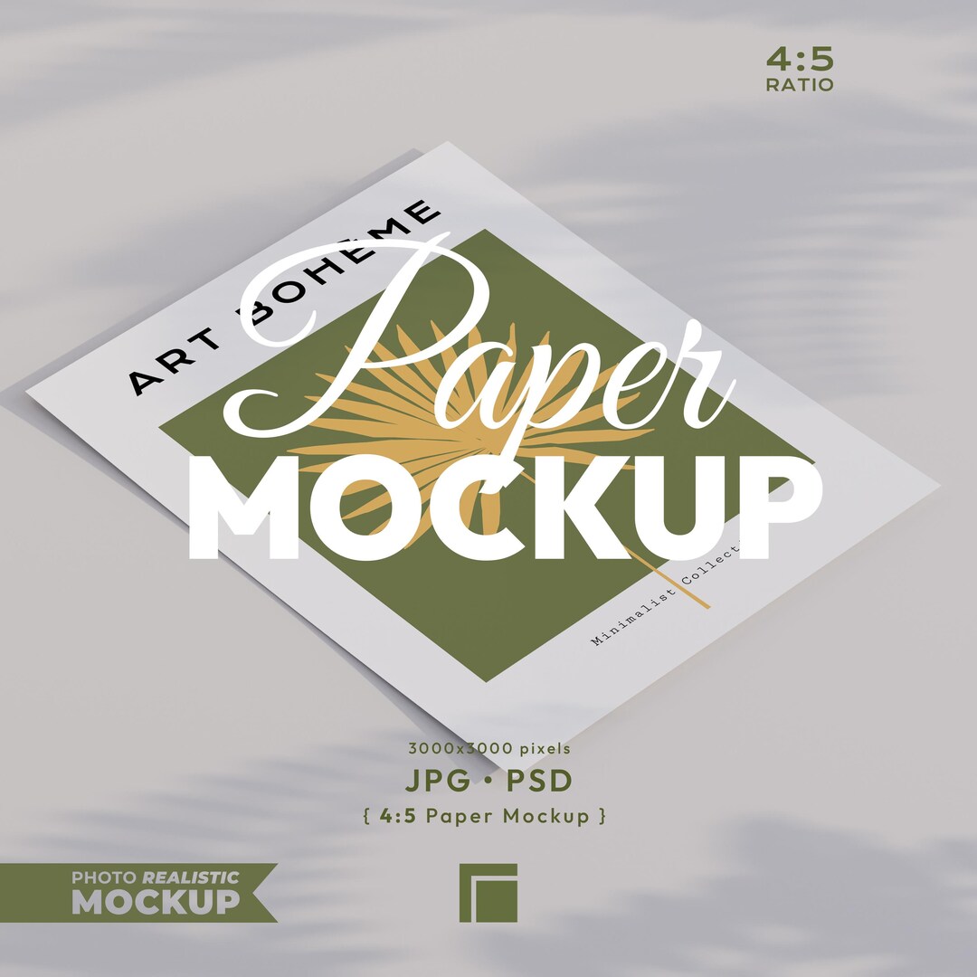 4x5 Paper Mockup, 4x5 Ratio Print Poster Psd Template, 8x10 - Etsy