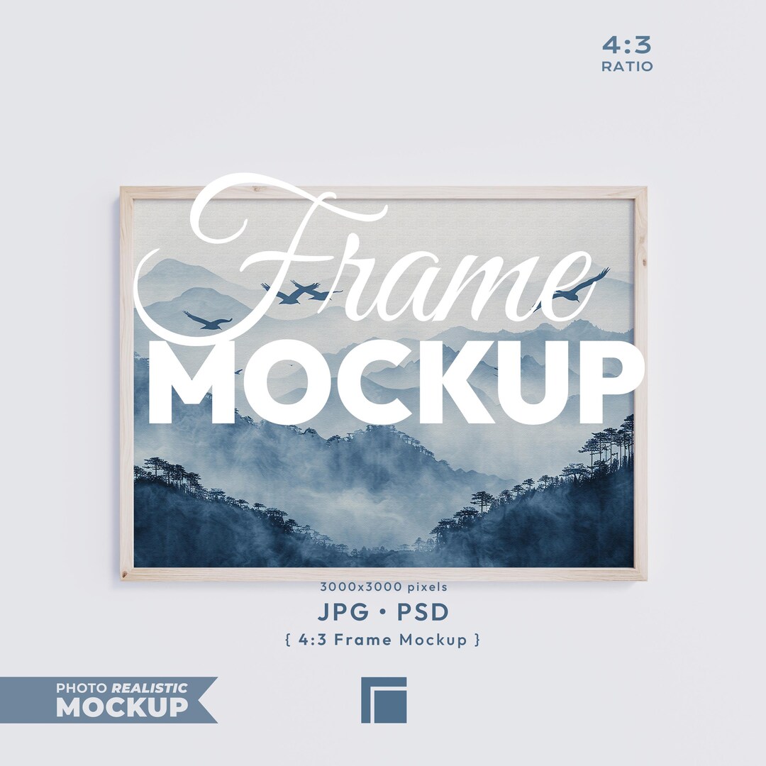 4:3 Frame Mockup, 4x3 Ratio Mockup, Horizontal Poster Psd Template - Etsy