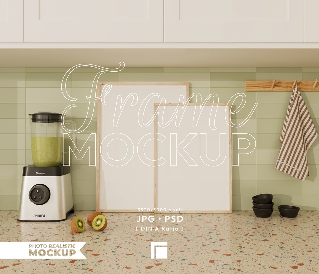 Frame in the Kitchen Mockup, Kitchen Mockup Frame, Realistic Mockup ...