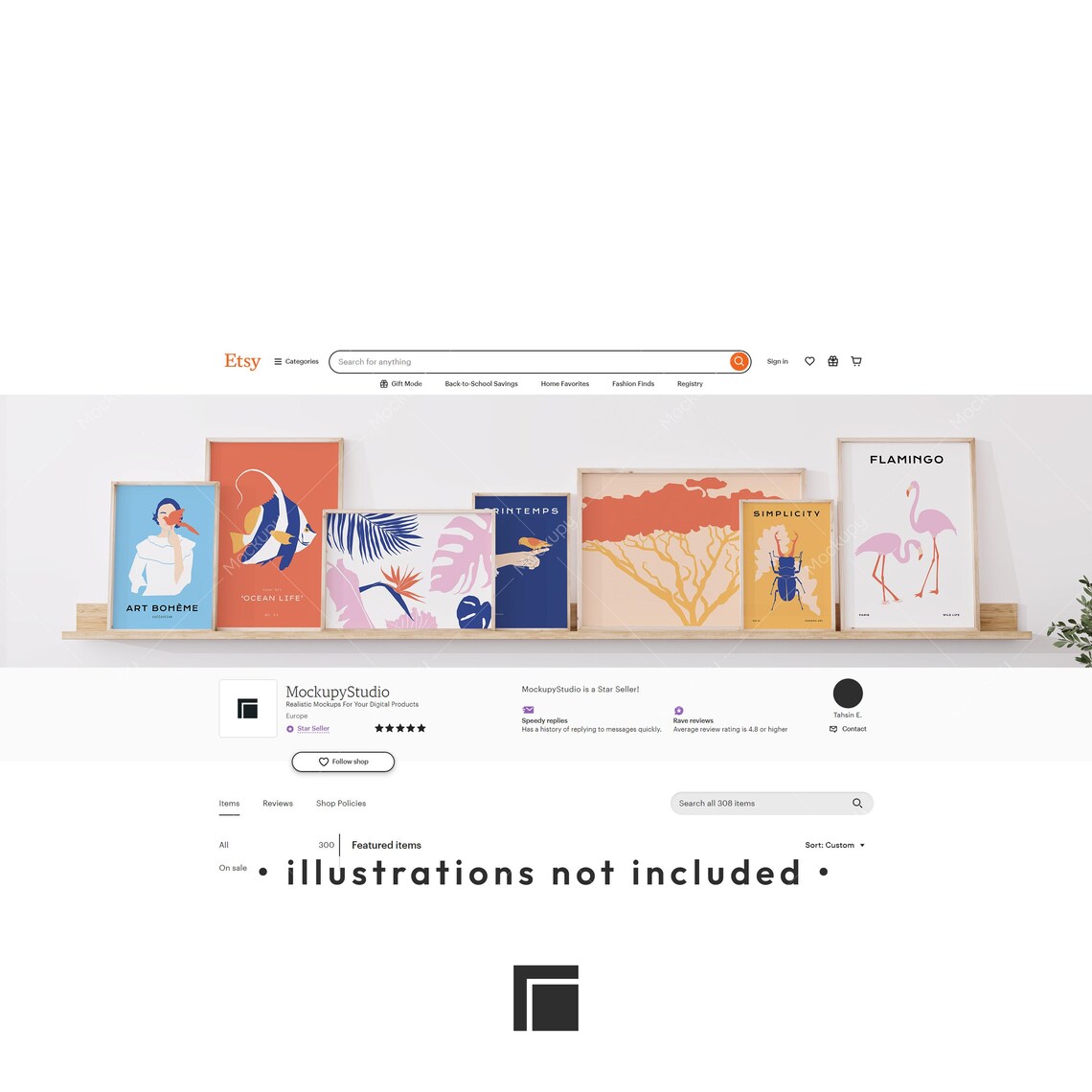 Etsy Shop Banner Mockup: Wooden Frames, Store Cover Image (PSD, JPG ...