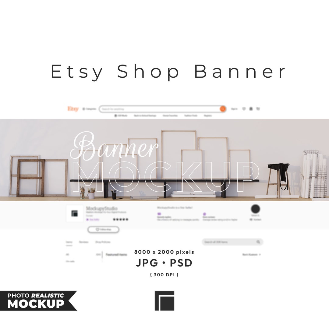 Etsy Shop Banner Mockup, Etsy Banner PSD Templates, Banner Frame ...