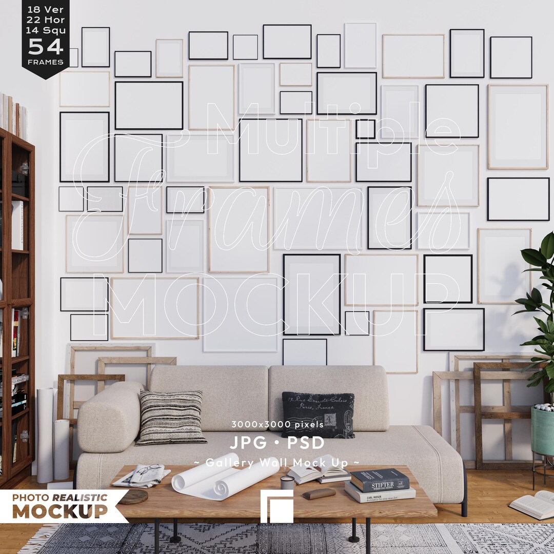 54 Frames Mockup, Printable Poster Gallery Wall Mockup, Frame Set ...