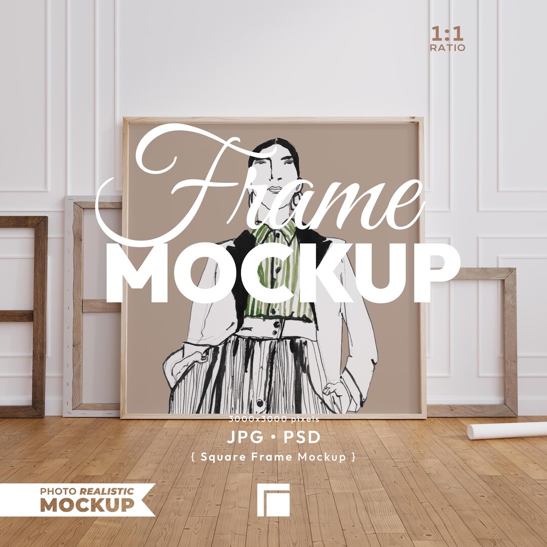 Square Frame Mockup: 1x1 Ratio Poster Template (JPG, PSD) - Etsy