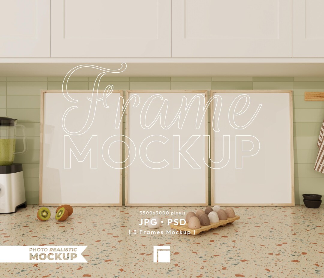 Kitchen Mock Up, 3 Frames Mockup in Kitchen, Poster Mockup, DIN Frame ...