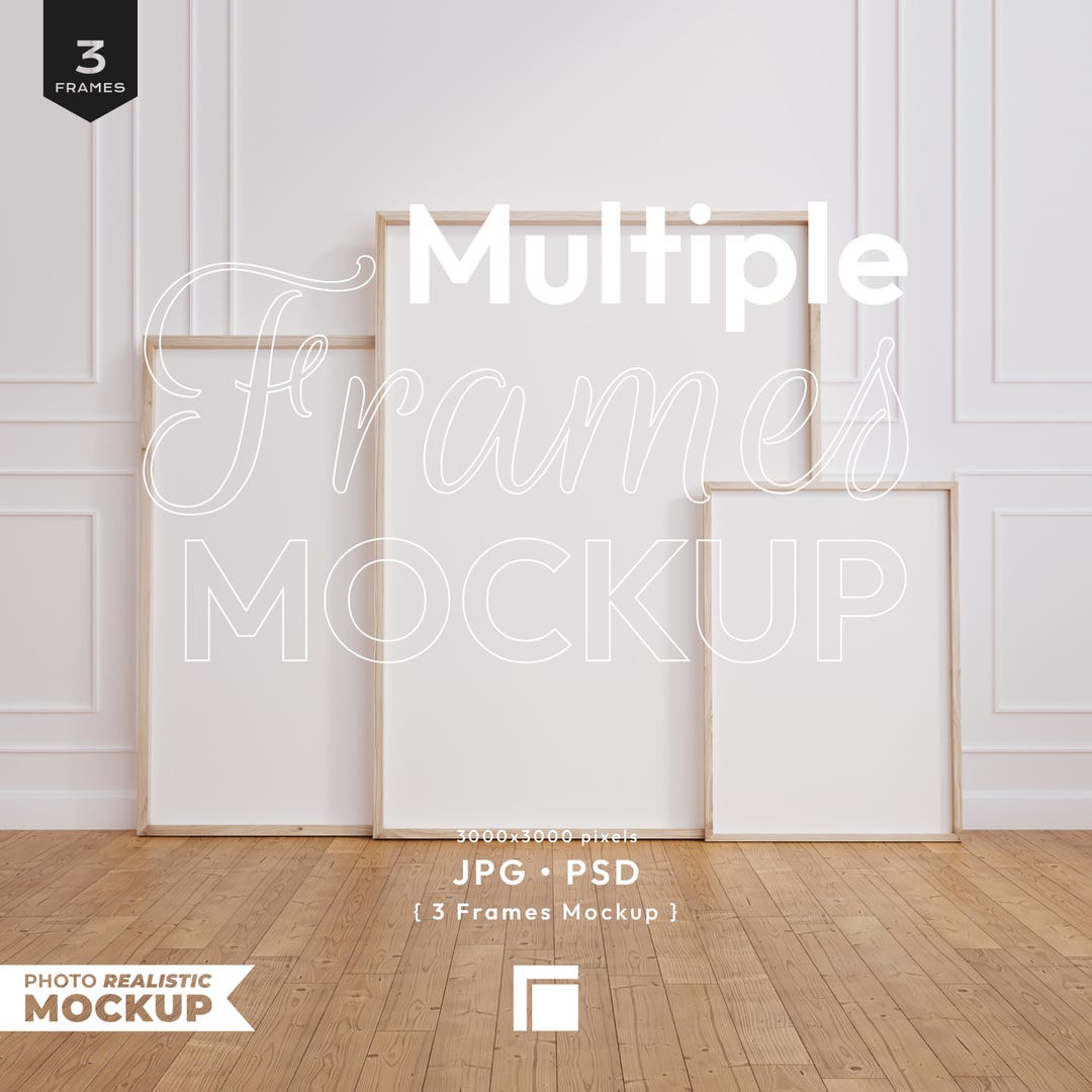 3 Vertical Frames Mockup, Multiple Frame Mockup, Mockup Set, Wood Frame ...