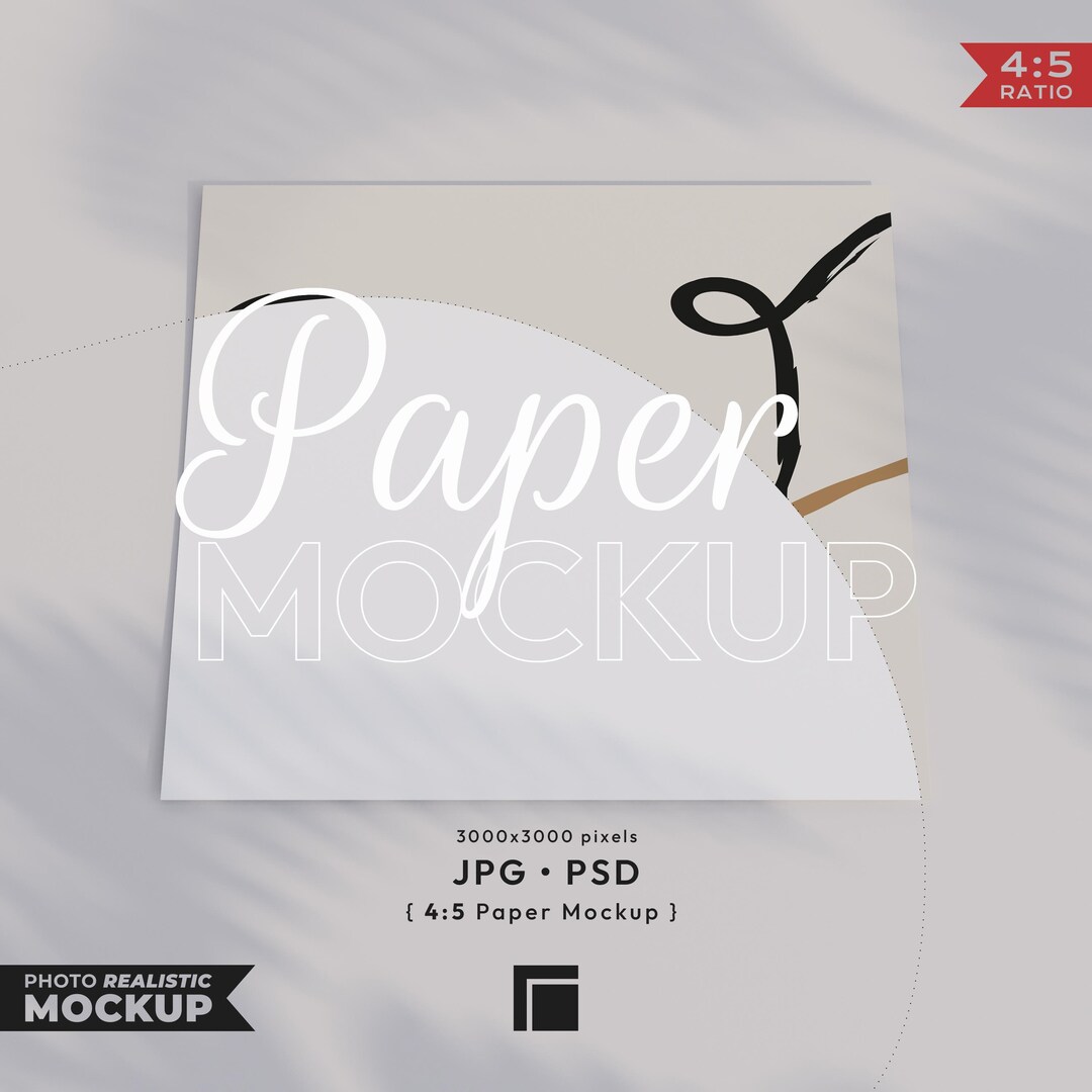 4x5 Paper Mockup, Close up Mockup, Minimalistic Paper Mockup, Poster ...