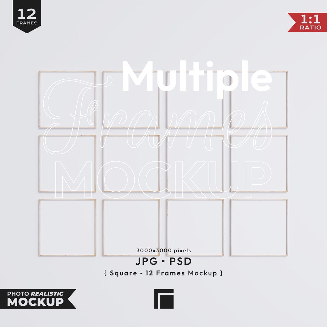 12 Square Frames Mockup, Square Poster Template, Square Wall Art Mockup ...