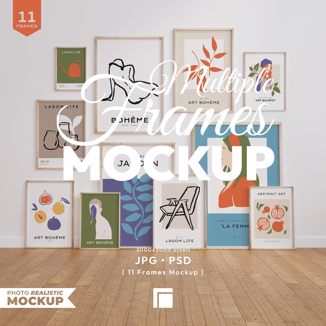 10+ Frames Mockup: Gallery Wall Art Template, Vertical Print Poster Set ...
