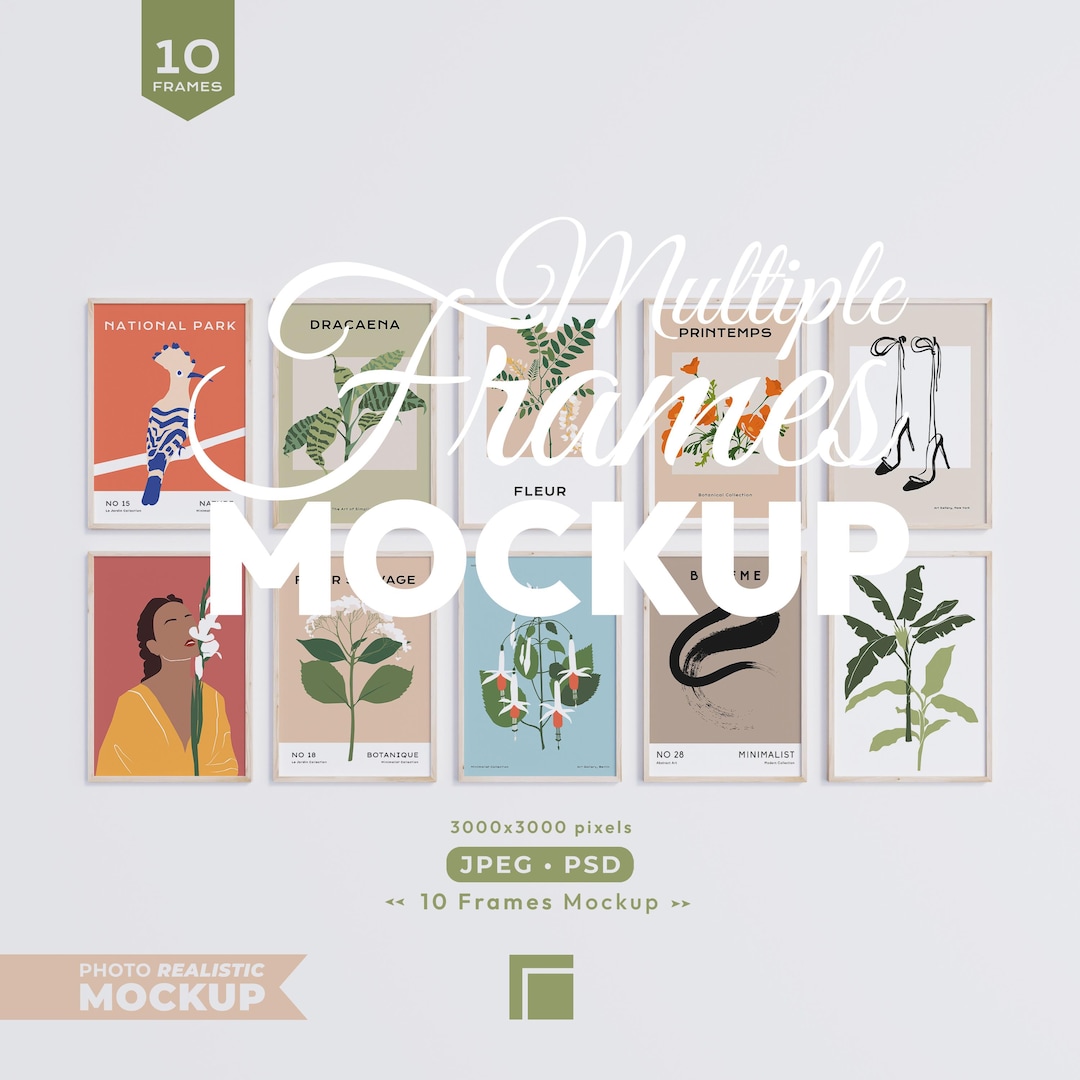 10 Frames Mockup, Frame Mock up Set, Multiple Wooden Frame Psd Template ...