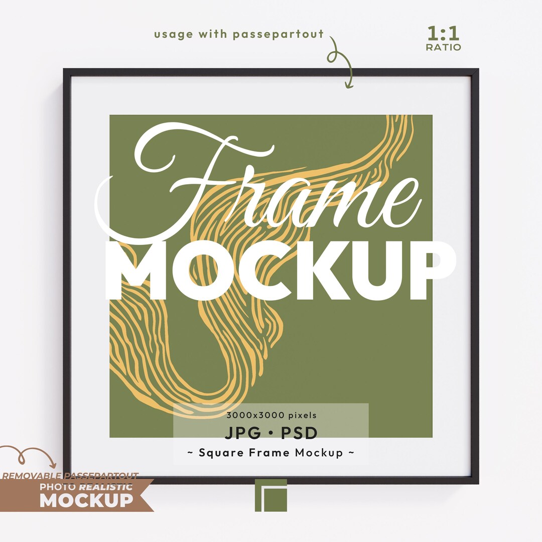 Black Square Frame Mockup, 1x1 Ratio Poster Psd Template, Square Mock ...