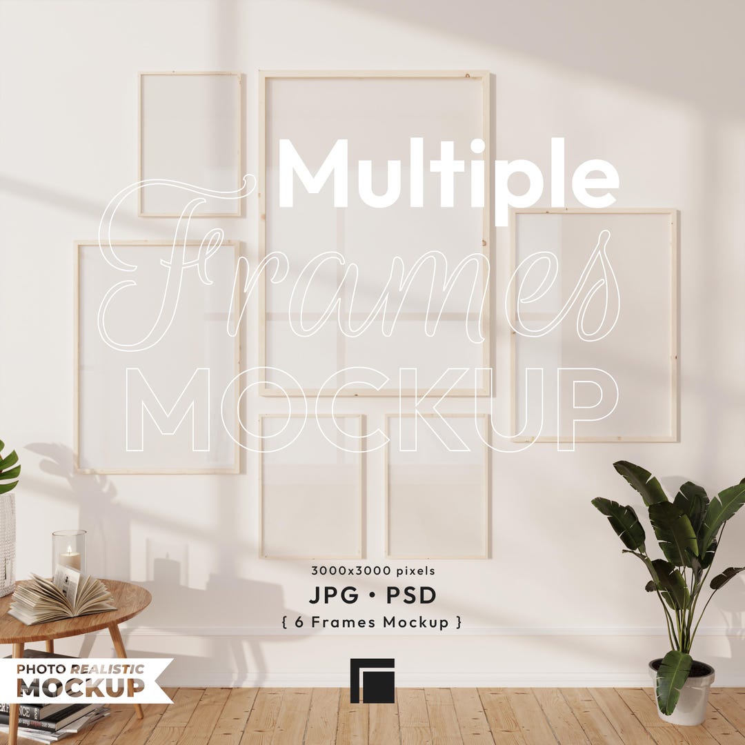 6 Vertical Frames Mockup, Multiple Frames Mockup, Mockup Set, Wood ...