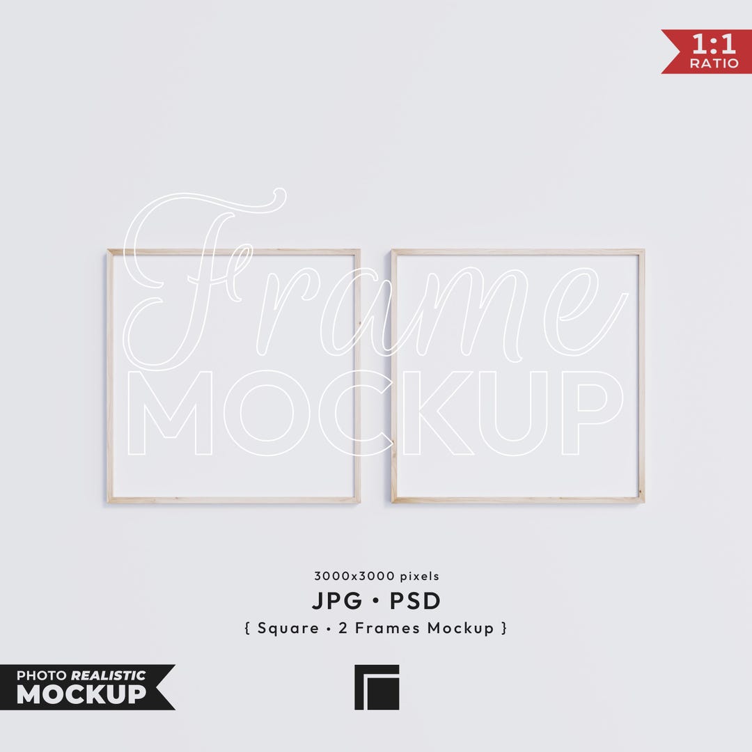 2 Square Frames Mockup, Square Poster Template, Square Wall Art Mockup ...