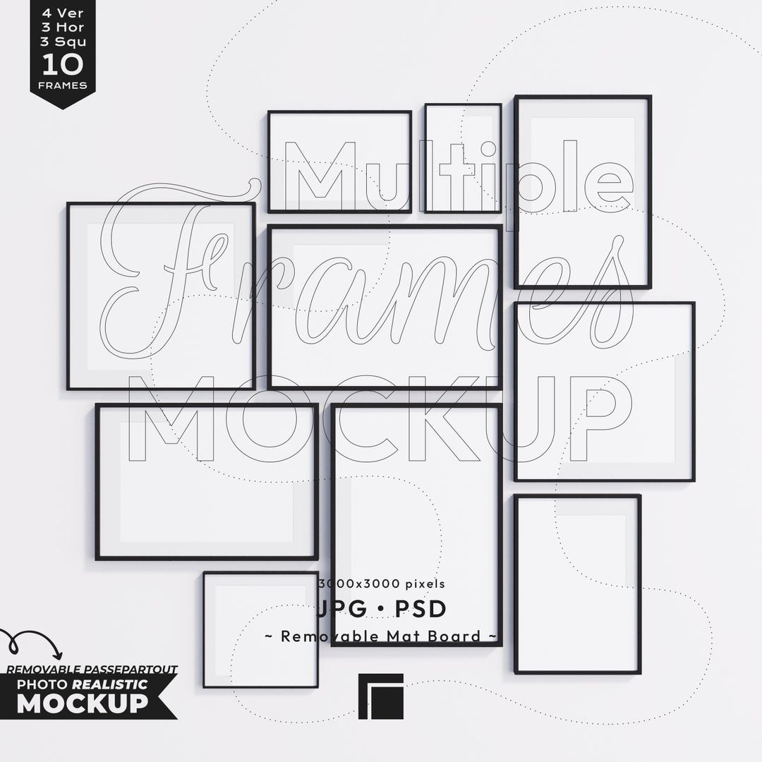 10 Frames Mockup, Collection of Frames Mockup, Frames Mockup Bundle ...