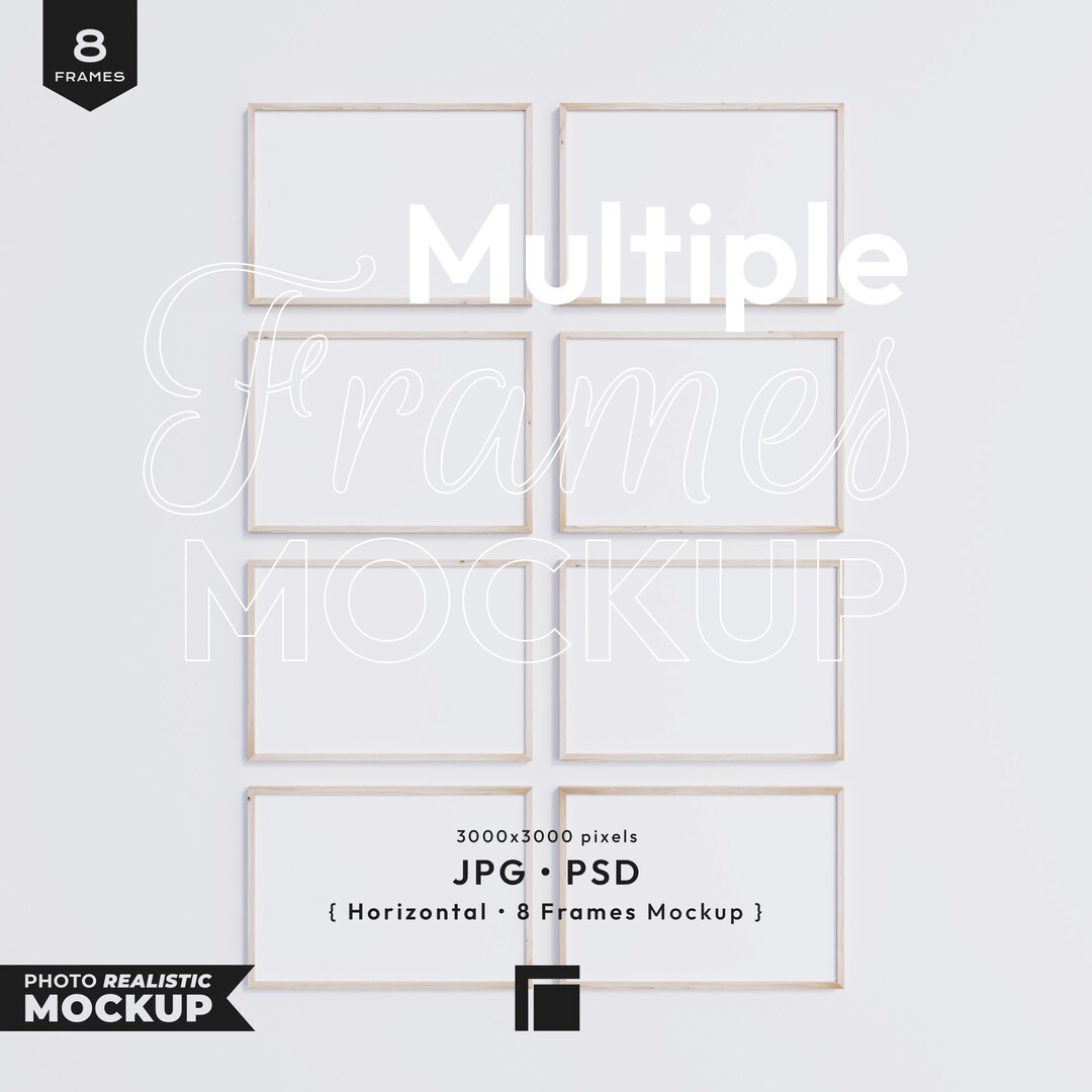 8 Horizontal Frames Mockup, Multiple Horizontal Frames, Horizontal Wall ...