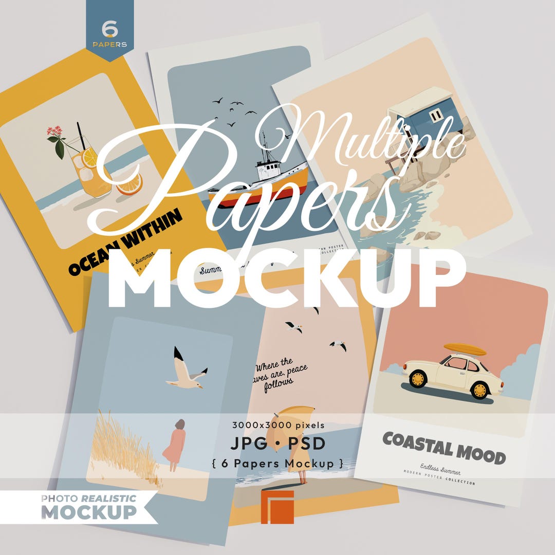 6 Vertical Papers Mockup, Paper Mockup Set, Calendar Mock up Psd ...