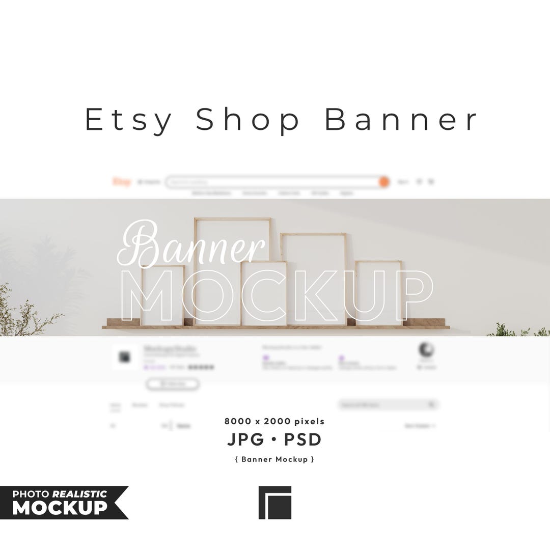 Etsy Banner Mockup, Etsy Shop Banner Mockup Wooden Frames, Etsy Cover ...
