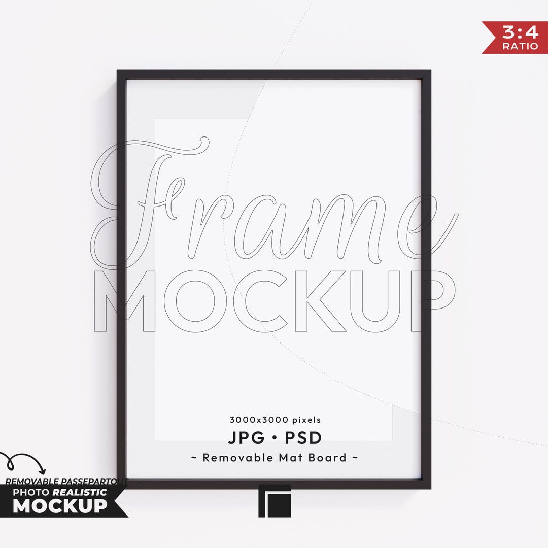 3:4 Frame Mockup, 3x4 Ratio Mockup, 3x4 Black Frame Template, 3x4 Poster Template, 3x4 Vertical ...