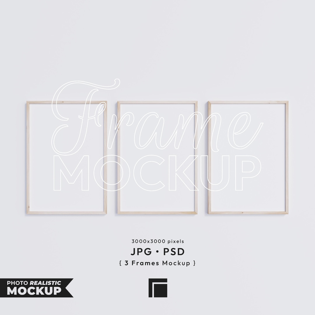 3 Frames Mockup, Frame Mockup PSD, Minimal Interior Room, Wall Art ...