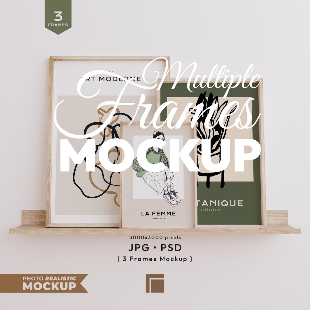 3 Frames Mockup: Gallery Wall Mockup Set ( Jpeg, Psd, Digital Download ...