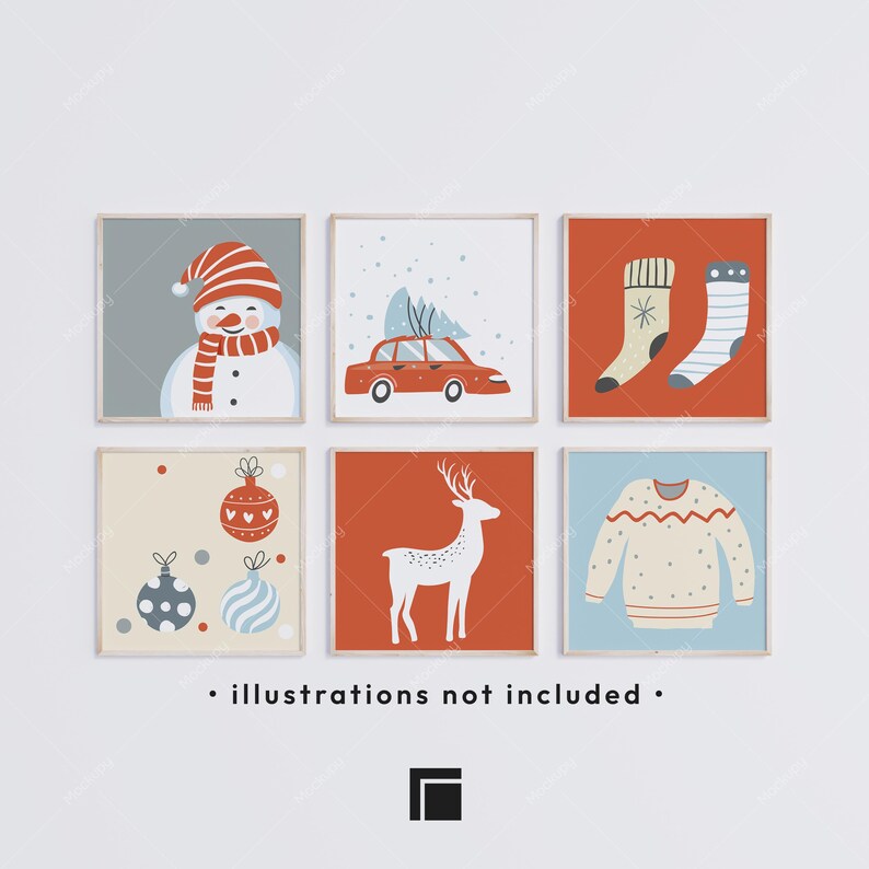 6 Square Frames Mockup: 1x1 Ratio Poster Psd Template, Wooden Square ...