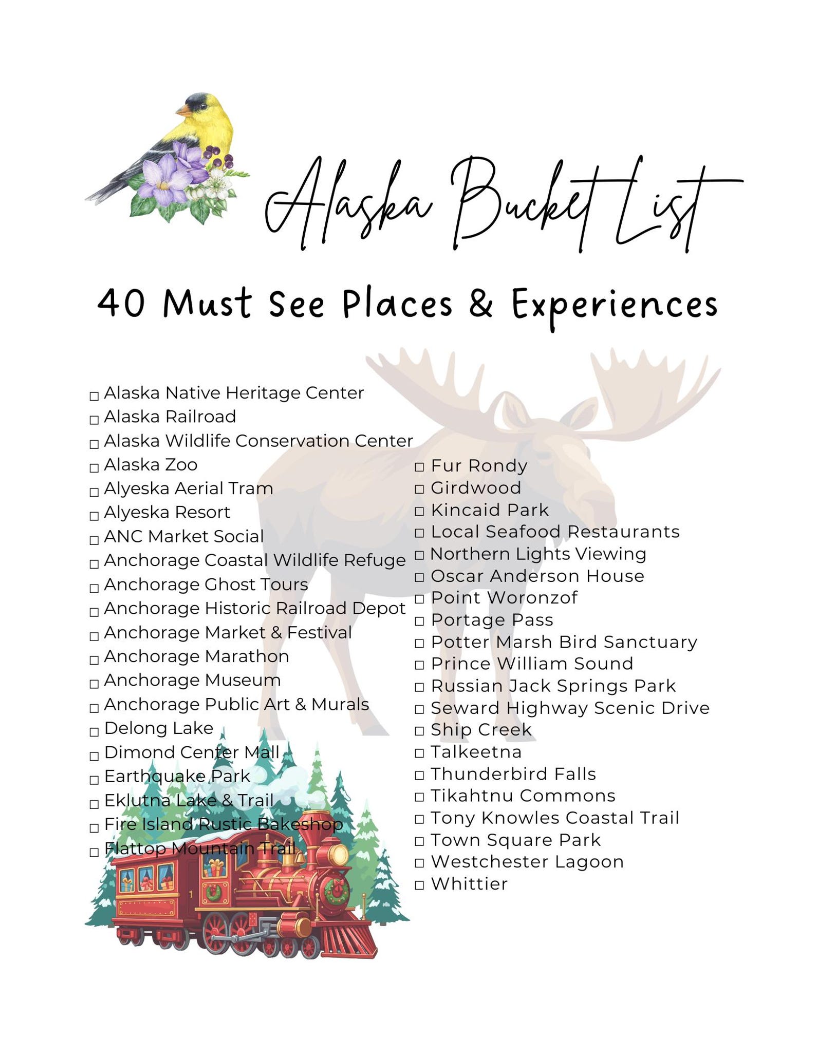 40 Places in Alaska to Visit- Alaska Bucket List - Etsy