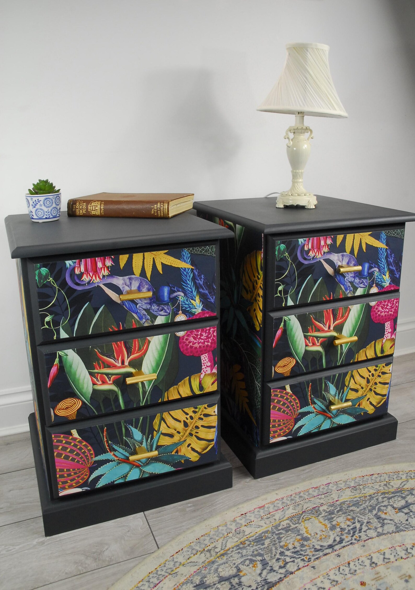 Vintage Solid Pine Upcycled Bedside Tables - Night Stands - Etsy UK
