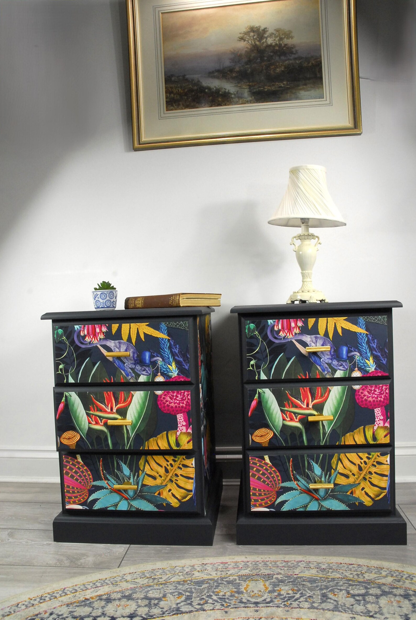 Vintage Solid Pine Upcycled Bedside Tables - Night Stands - Etsy UK