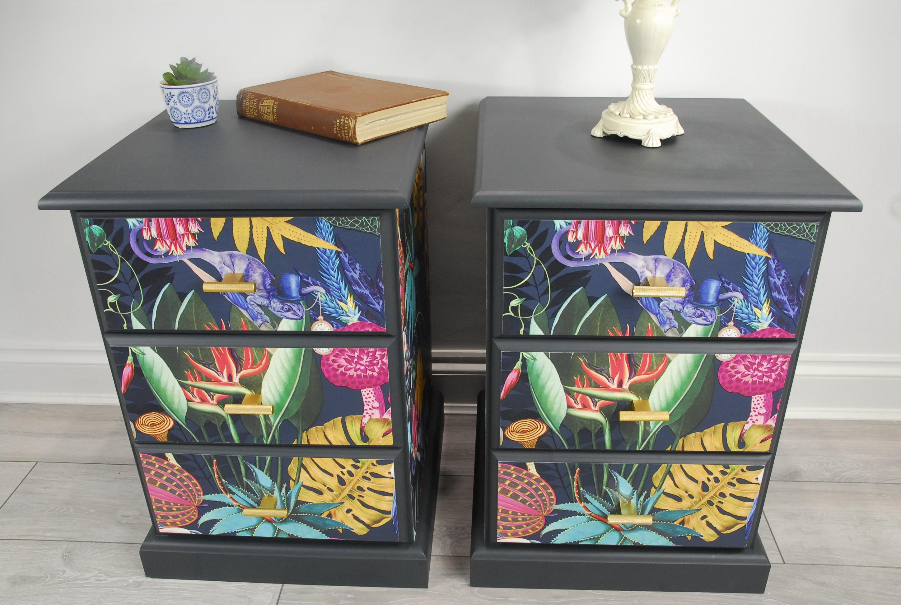 Vintage Solid Pine Upcycled Bedside Tables - Night Stands - Etsy UK
