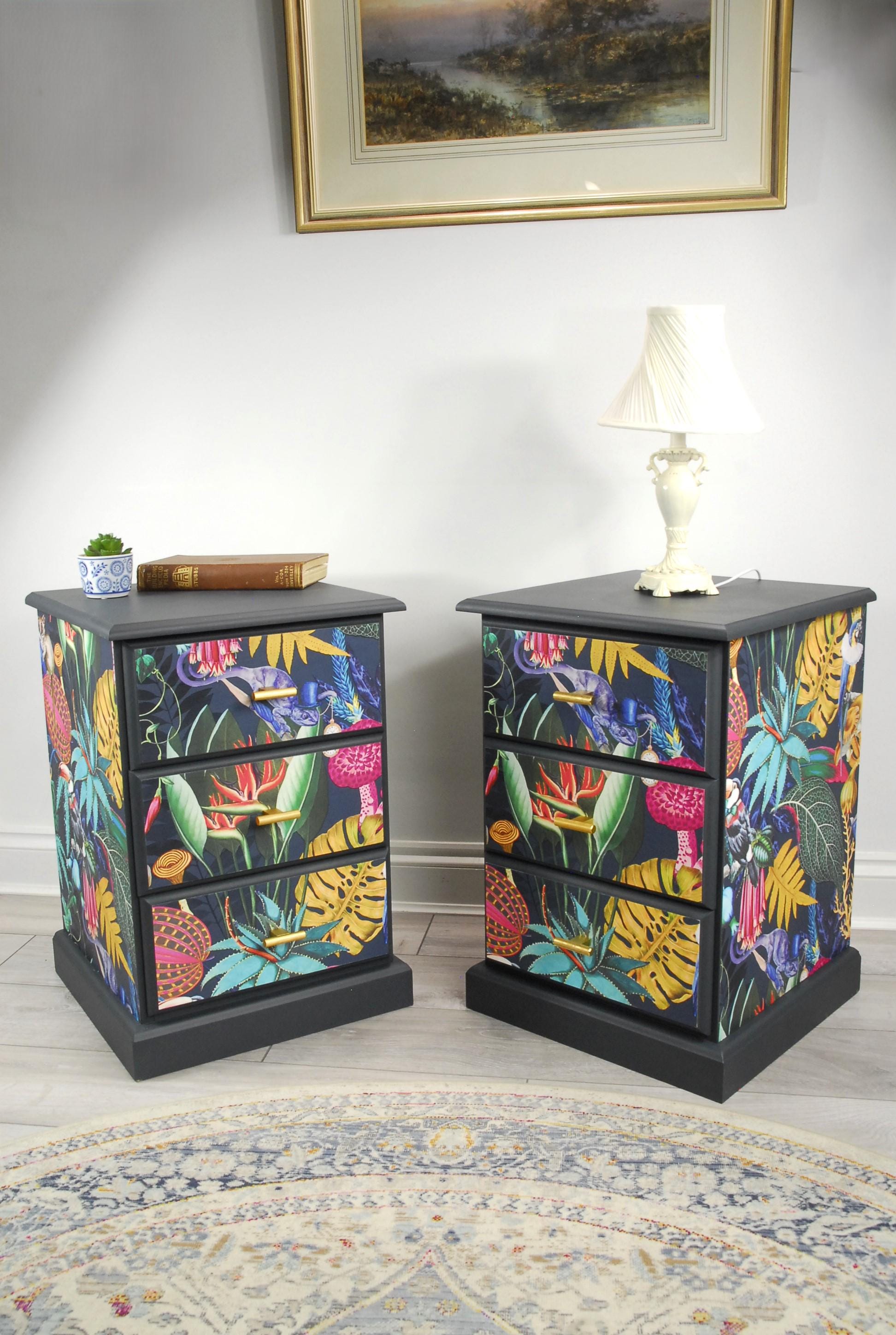 Vintage Solid Pine Upcycled Bedside Tables - Night Stands - Etsy UK