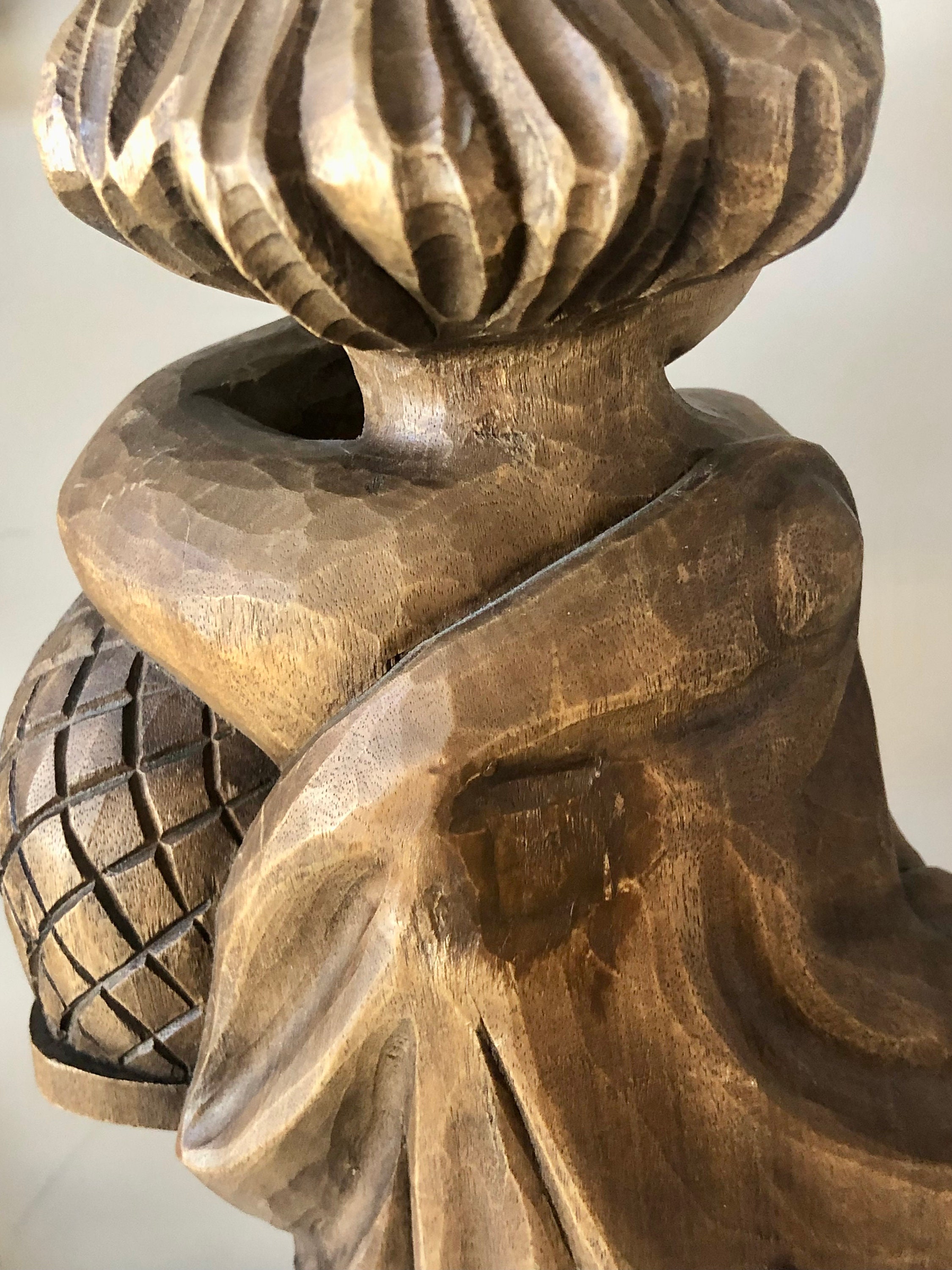 Vintage Hand Carved Wooden Statue - Etsy