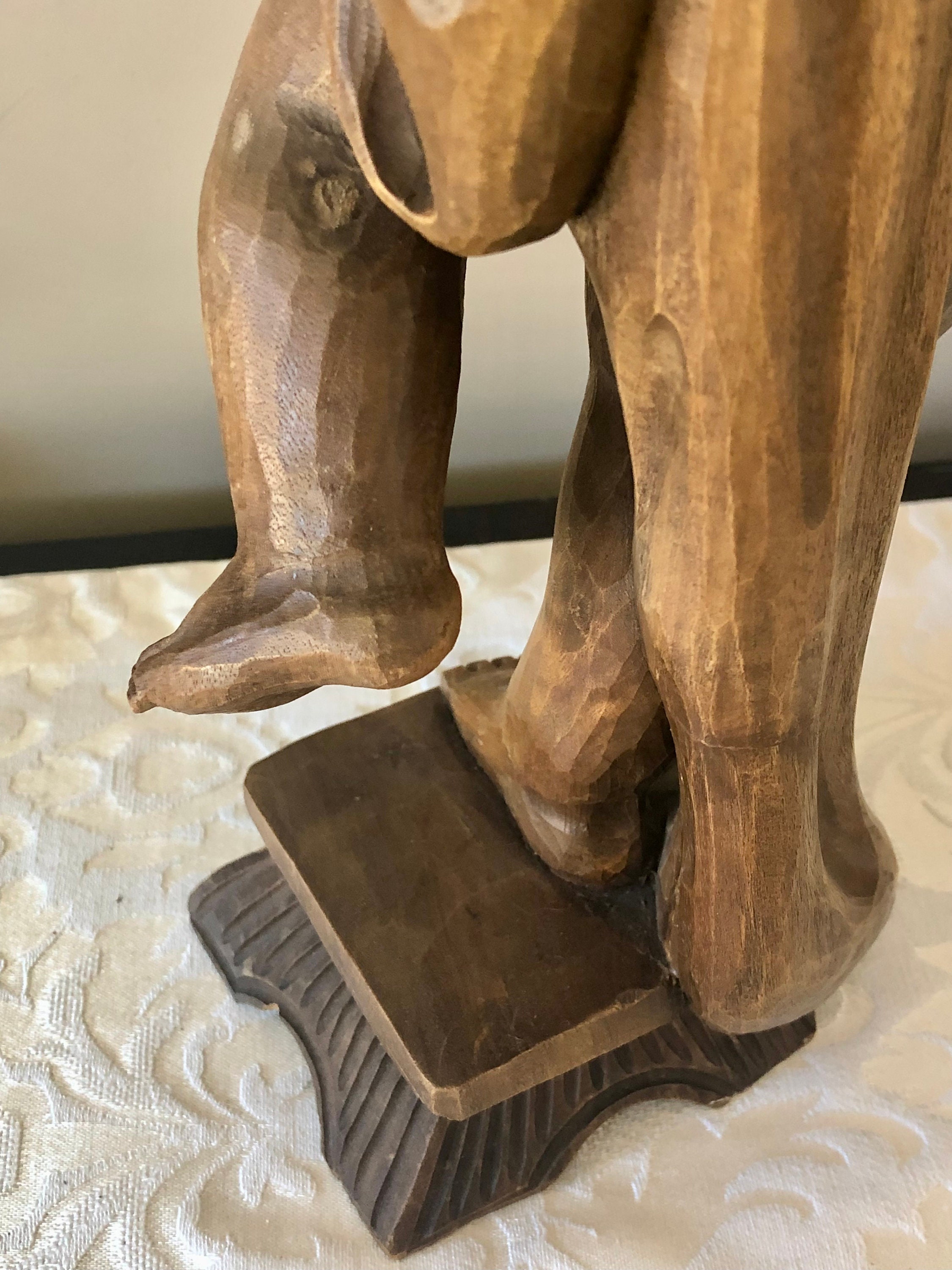 Vintage Hand Carved Wooden Statue - Etsy