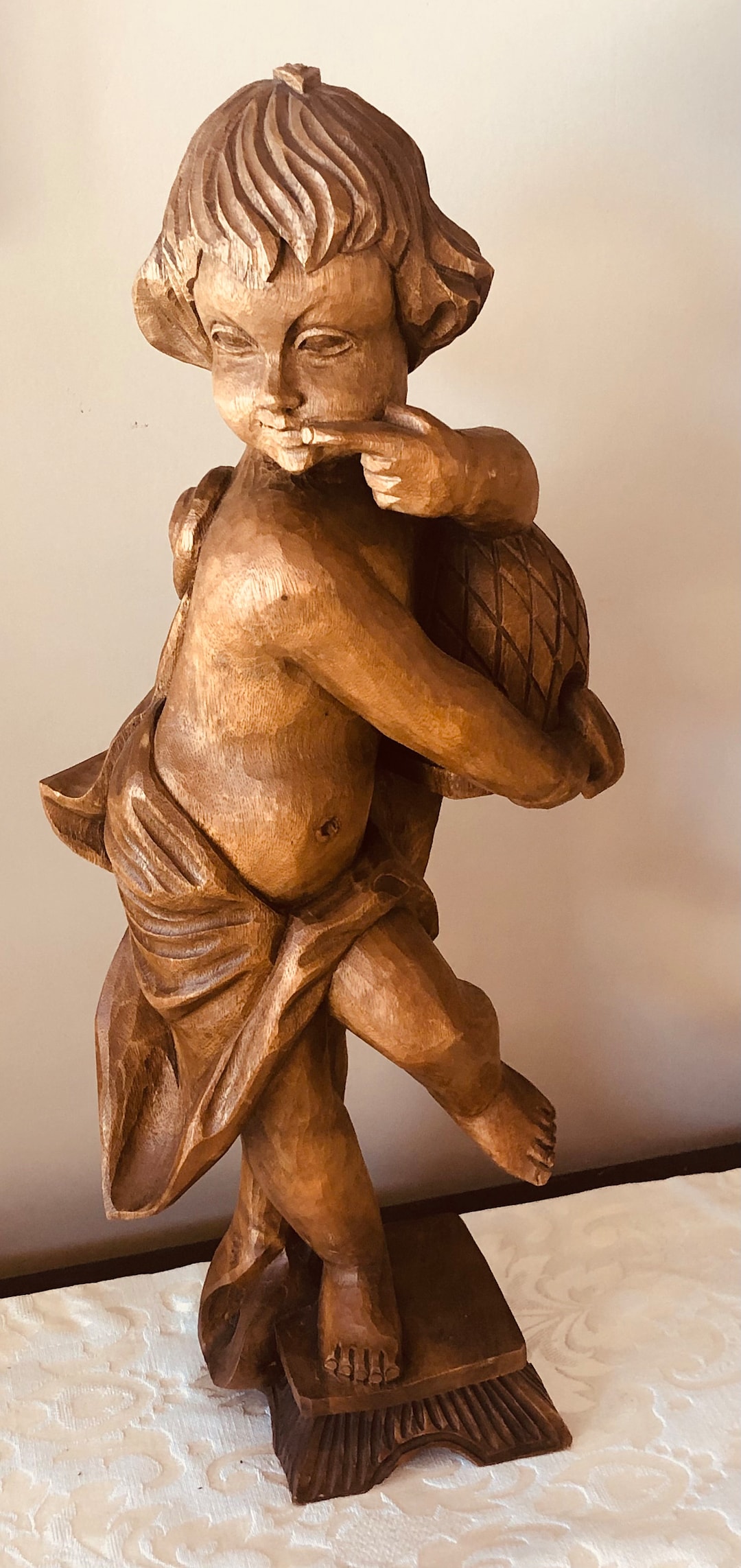 Vintage Hand Carved Wooden Statue - Etsy