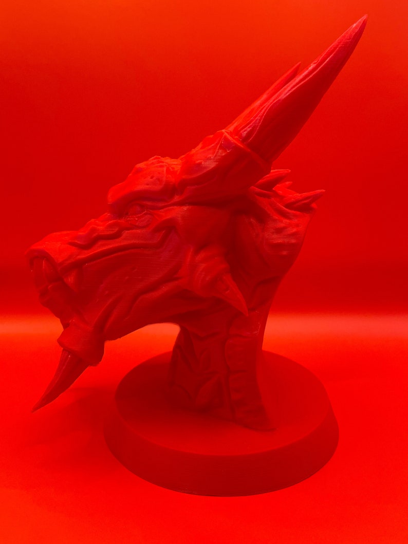 3D Printed Red Dragon Statue Figure Bust - Etsy