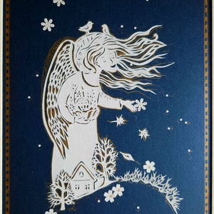 ANGEL Paper Cut Art, Hand Cut Paper Art, Gift, Angel Wall Hanging ...