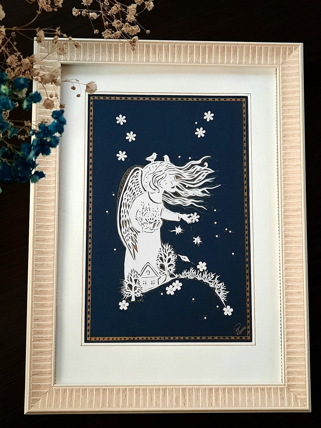 ANGEL Paper Cut Art, Hand Cut Paper Art, Gift, Angel Wall Hanging ...