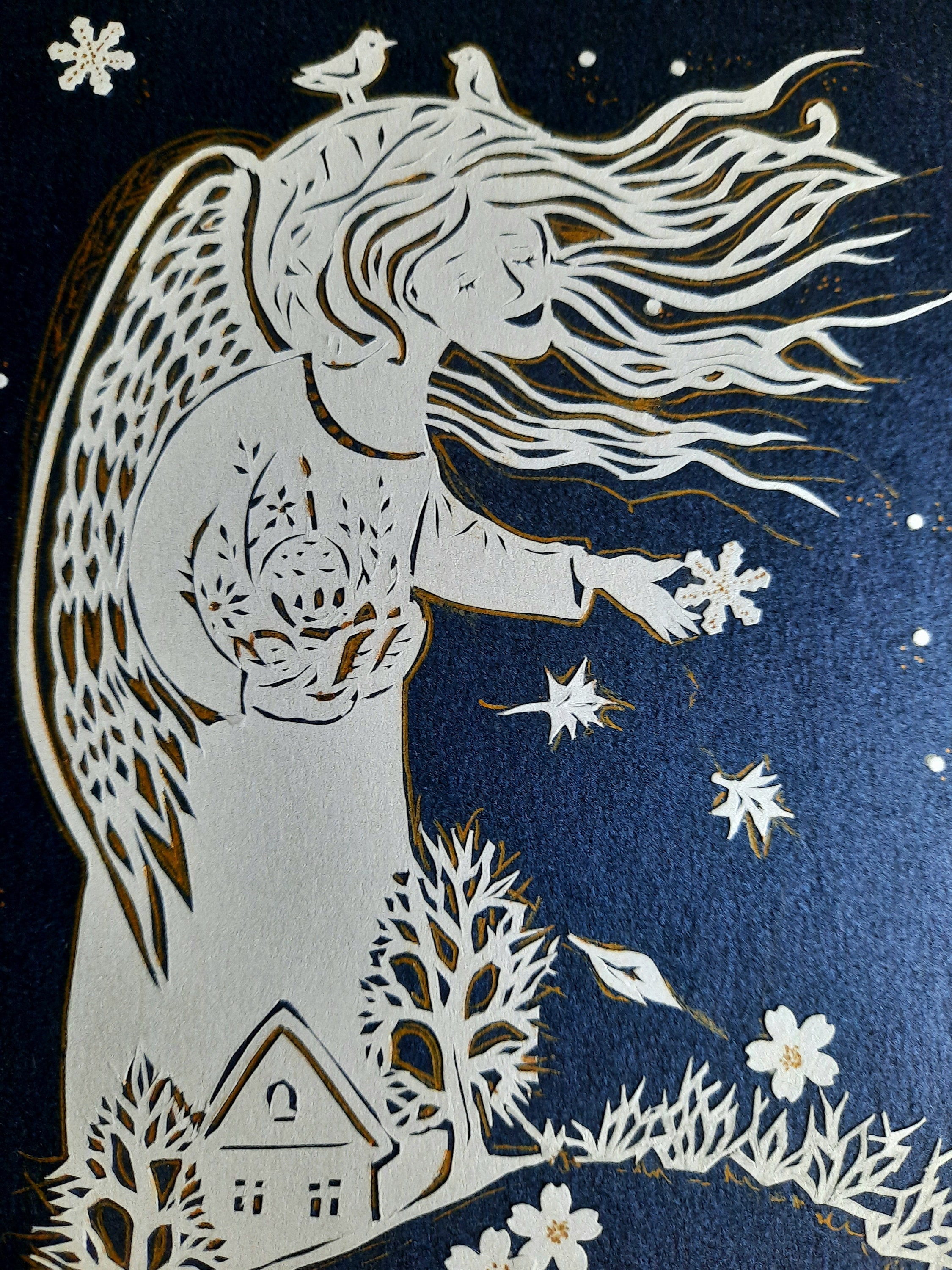 ANGEL Paper Cut Art, Hand Cut Paper Art, Gift, Angel Wall Hanging ...