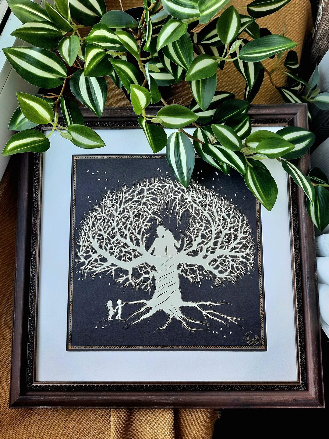 Family Tree Handmade Papercut Art Papercraft Home and Wall Decor ...