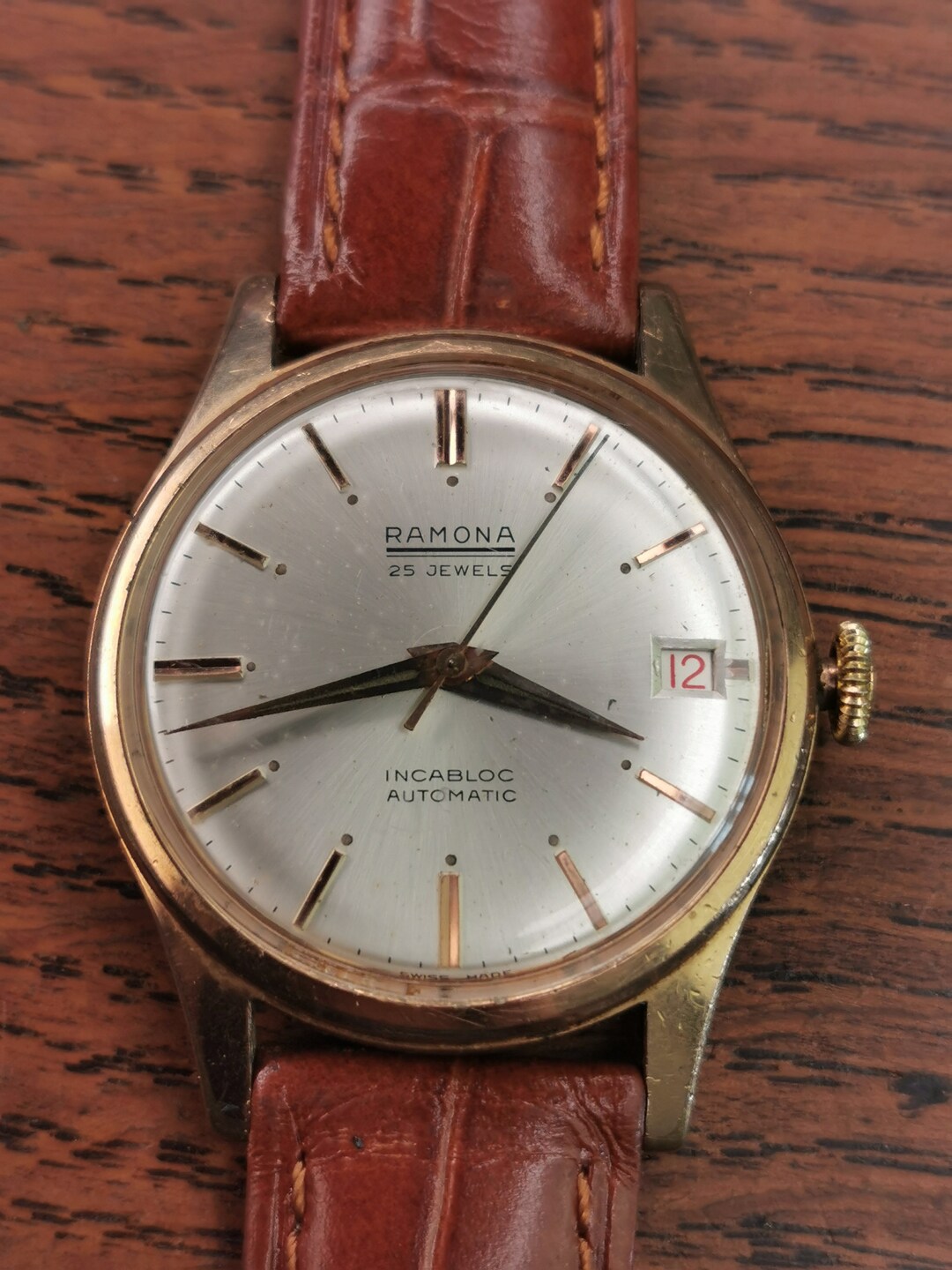 1960s Ramona Felsa 4002 Mens Automatic Gold Plated Date Watch Keeping ...