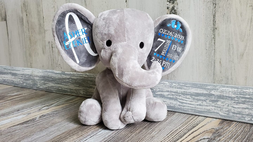 Personalized Birth Elephant, Birth Stat Elephant, Pink Personalized ...